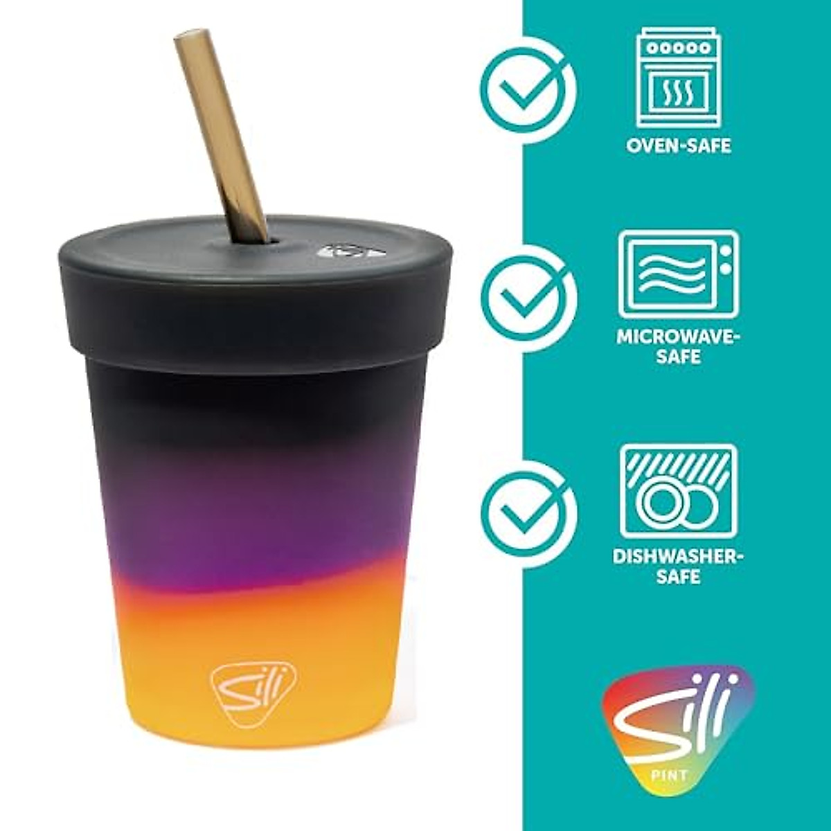 Silipint: Silicone Kids 8oz Straw Tumblers: 2 Pack - Sun Storm -Unbreakable Cups, Sustainable, Airtight Lid, Hot & Cold, Flexible