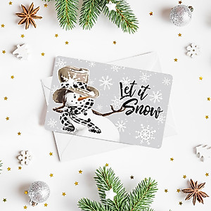 Artoid Mode 24 Pack Let It Snow Thank You Cards Snowflake Snowman Greeting Cards Gift With Envelope Sticker Blank Note Cards for Birthday Wedding Baby Shower Bridal Shower, 4 x 6 Inch