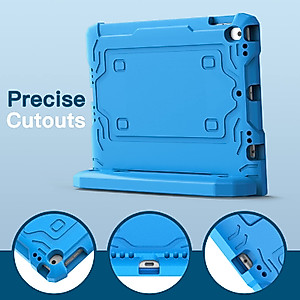 JETech Kids Case for iPad 10.2-Inch (9th/8th/7th Generation, 2021/2020/2019) with Built-in Screen Protector, Shockproof Full-Body Handle Stand Tablet Protective Cover (Blue)
