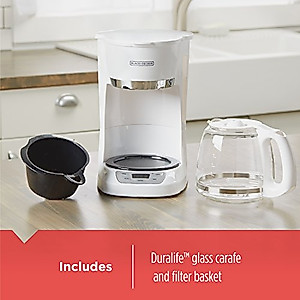 Black+Decker CM1160W-1 CM1160W 12-Cup Programmable Coffeemaker, white/stainless steel