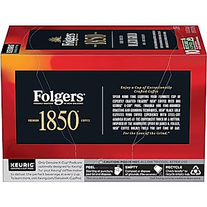 1850 by Folgers Black Gold Dark Roast Coffee, 10 Keurig K-Cup Pods