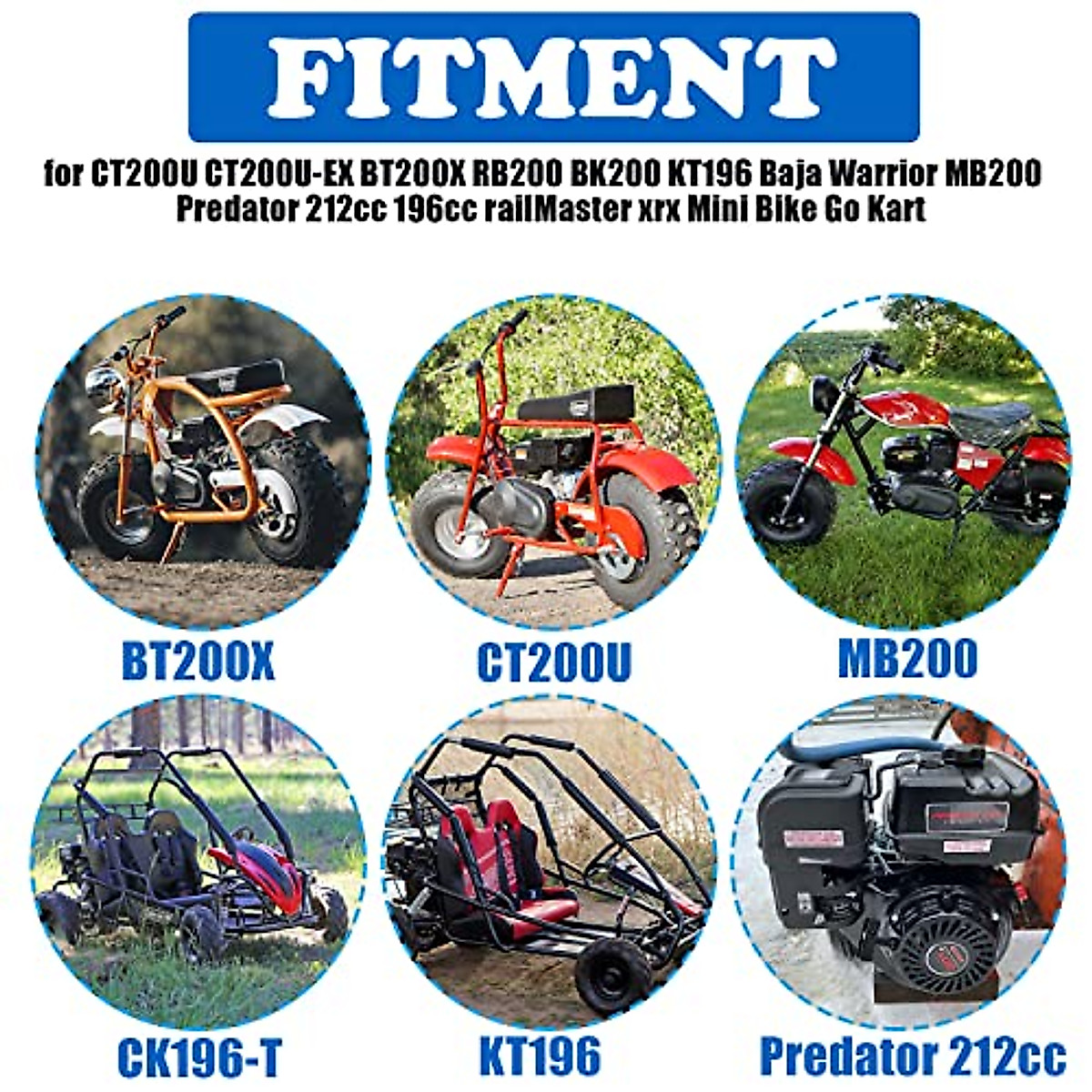 Carburetor w/Main Jet Kit Upgraded carb for Coleman BT200X CT200U Trail CT200U-EX CT200U-EXR Mini Bikes Go-Kart Baja Warrior MB165 MB200 196cc 200cc 212cc 6.5Hp Manual Choke Go kart Carb