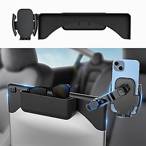 TSELLER for Tesla Model Y Model 3 Phone Holder Cell Phone Mount Silence Screen Phone Cradle Kits Adaptive for 5.5-7.0" Smartphones Accessories with Silicone Sunglasses Organizer