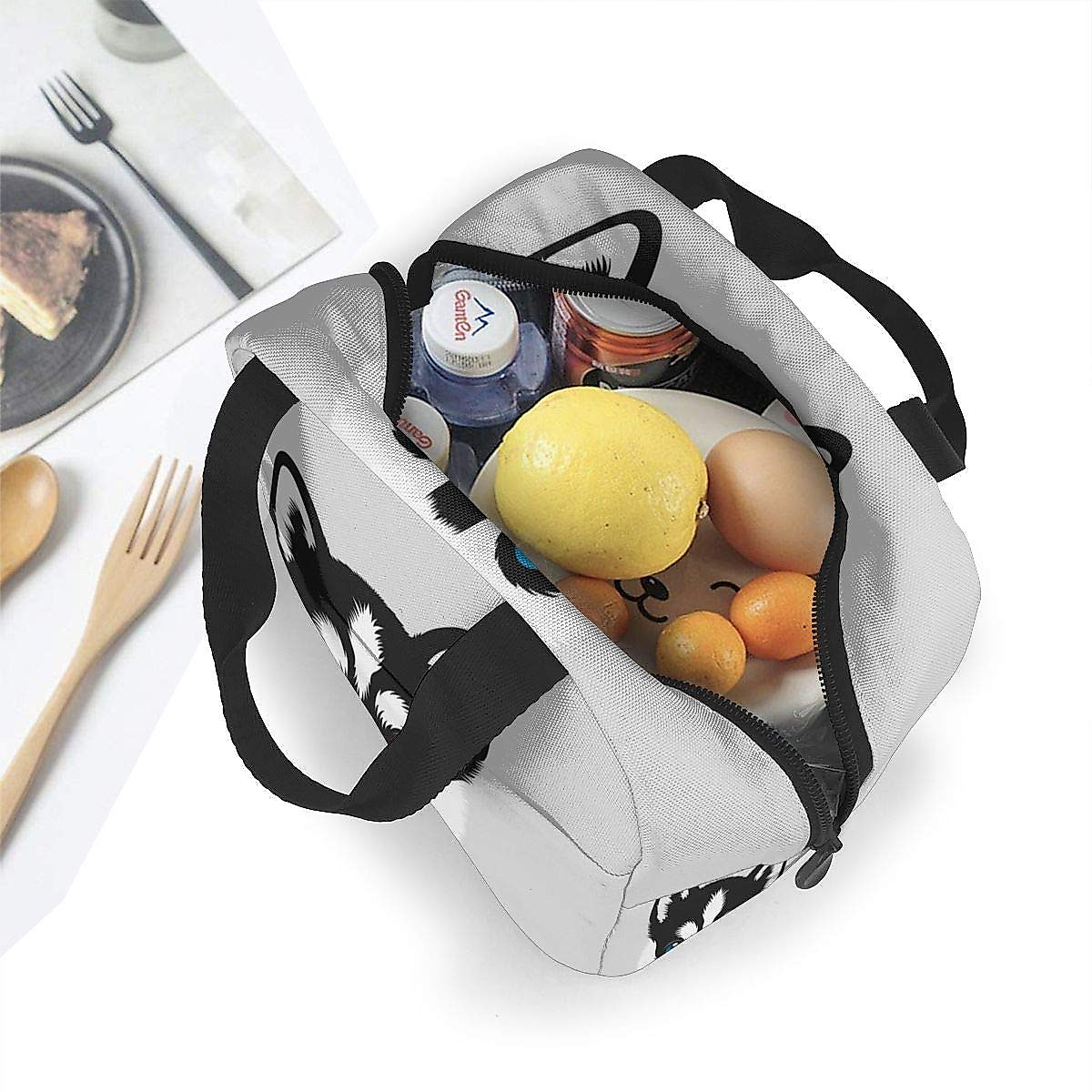 Mount Hour Funny Dog Puppy Siberian Husky Insulated Lunch Box Reusable Cooler Tote Bag Waterproof Lunch Holder Gift for Women & Men Work Picnic or Travel