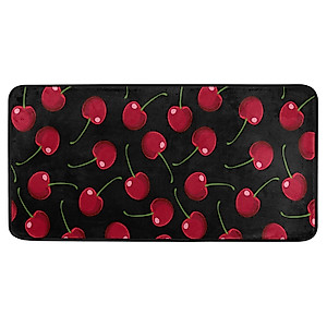 susiyo Kitchen Mat Red Cherries Kitchen Rug Mat Anti-Fatigue Comfort Floor Mat Non Slip Oil Stain Resistant Easy to Clean Kitchen Rug Bath Rug Carpet for Indoor Outdoor Doormat
