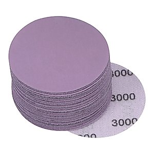 uxcell 30Pcs 3-Inch Purple Sanding Discs 3000 Grits Hook and Loop Professional Aluminum Oxide Sand Paper Wet Dry Polish for Wood Metal Paint Finishing