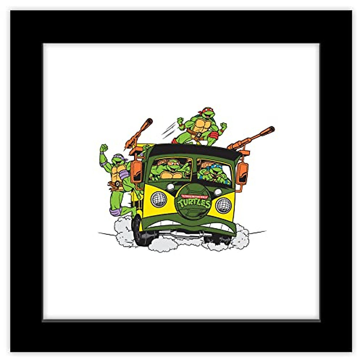 Trends International Gallery Pops Nickelodeon Teenage Mutant Ninja Turtles - Party Wagon Wall Art Wall Poster, 12" x 12", Black Framed Version