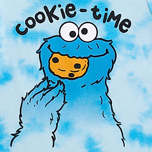 Sesame Street Cookie Monster Infant Baby Boys Romper and Hat Tie Dye Blue/Gray 6-9 Months