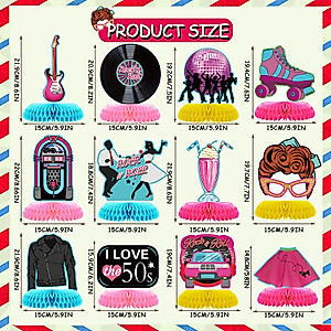 ZCPTZ 12 Pcs 1950's Rock and Roll Honeycomb Centerpieces 50's Party Decorations 50s Retro Table Toppers Table Centerpieces for 50's 60's Theme Music Party Supplies Favors