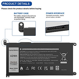 Fancy Buying YRDD6 1VX1H Battery for Dell Inspiron 3310 3583 5481 5482 5485 5491 5591 7586 2-in-1 3493 3501 3582 3584 3593 3793 5480 5493 5581 5584 5585 5590 5593 5594 5598 P93G001 VM732 P75F 01VX1H