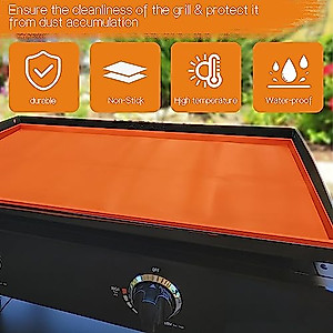 Griddle Mat for Blackstone Grill,28" Silicone Protective Mat Cover for Blackstone,Heavy Duty Food Grade Silicone Grill Cover,Protect Griddle from Rodents, Insects, Debris, and Rust(Orange)