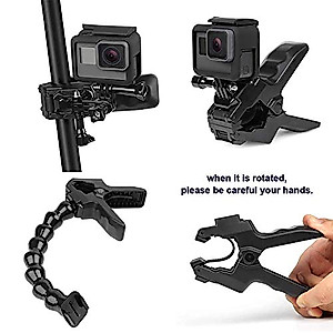 Eyeon Jaws Flex Clamp Mount Accessory Holder with Adjustable Gooseneck Arm for GoPro 2018 7 6 5 4 3, Xiaomi YI 4K, SJCAM, Campark, Apeman, Crosstour, Victure Camera