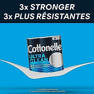 Cottonelle Ultra Clean Toilet Paper, 1-Ply, Strong Tissue, 36 Mega Rolls (312 Sheets per Roll), Packaging May Vary