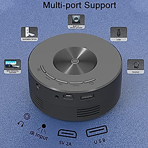 Portable Home Mini USB Projector for Phone with Remote Controller Built-in Speaker,Audio Port,Android iOS Phone Tablet USB Flash Driver Compatible
