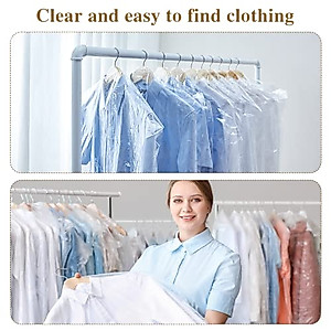 20 Pack Garment Bags for Hanging Clothes Plastic Garment Bags Clear Clothes Covers Dry Cleaner Bags Hanging Dust-proof Garment Bags for Dry Cleaner, Home Storage, Travel (60x90cm)