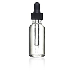 True Essence 1 Oz (30 Ml) Clear Boston Round Glass Bottle w/Glass Dropper - Pack of 12