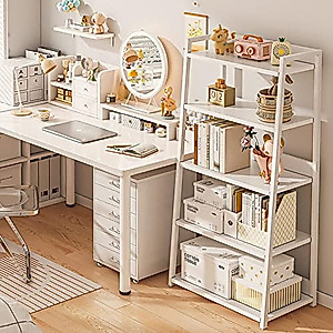 BINGDONGA Open Book Shelf Trapezoidal Structure Stable and Load-Bearing Steel and Wood Combination Even Force Reasonable Spacing Three-Dimensional Book Shelf Suitable for Living Room Bedroom