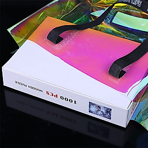 Jainnowa Clear Tote Bag, Hologram Large Clear Tote, Clear Bags Stadium Approved, 16"X 12"X 6" Translucent & Reflective Transparent See Through Big Clear Tote Handbag, Clear Tote Bags