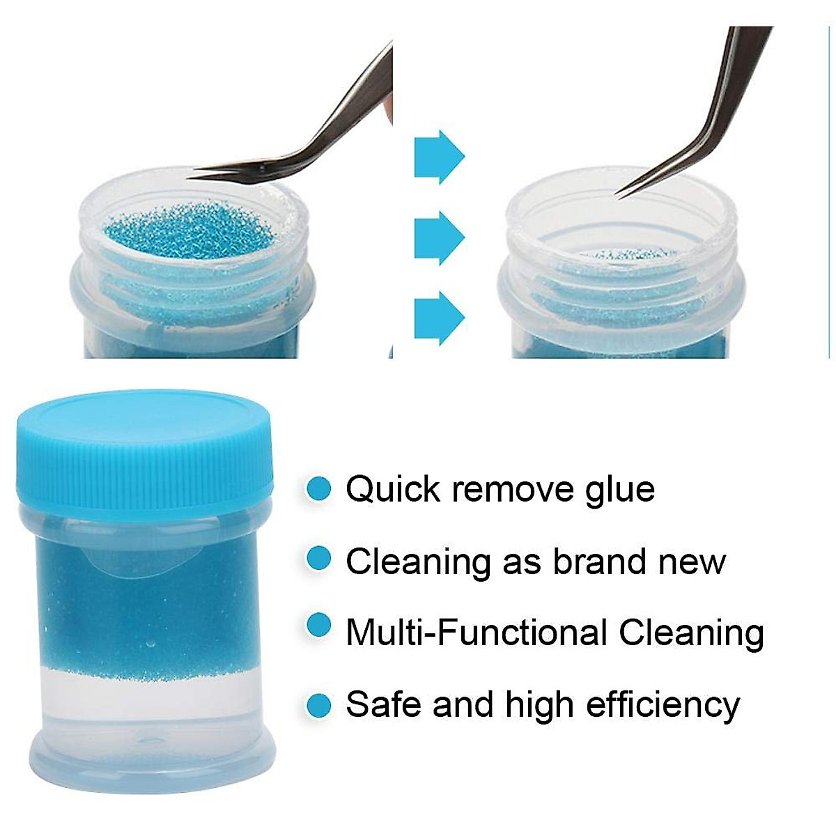Tweezer cleaner, cleaning solution for eyelash extensions. Tweezer liquid remover and eyelash curler. Cleaner for eyelash extensions. Use sponge ball cleaning tool