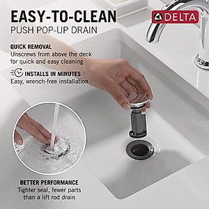 Delta Faucet Geist Single Hole Bathroom Faucet, Chrome Bathroom Faucets for Sink 1 Hole, Bathroom Sink Faucet, Faucet for Bathroom Sink, Drain Assembly Included, Chrome 15864LF