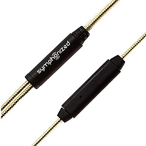 Symphonized NRG 2.0 Wood Earbuds Wired, in Ear Headphones with Microphone for Computer & Laptop, Noise Isolating Earphones for Cell Phone, Ear Buds with Booming Bass (Gold)