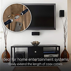 GE Coaxial Cable Extension Adapter Couplers, 2-Pack, Works on F-Type RG59 RG6 Coax Cables, Connects Two Coaxial Cables to Extend Length, Female-to-Female Connectors, 23203