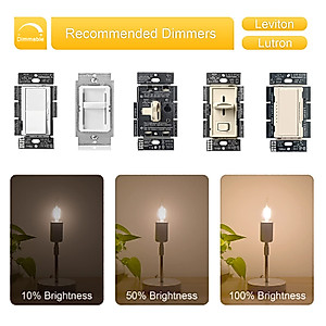 Antique Dimmable E26 LED Candelabra Bulbs 25W Equivalent, 2W CA10 Flame Tip LED Chandelier Candle Light Bulbs, Clear Glass, 3000K Soft White Pandent Lights Wall Sconces Lamp, 200LM, 6 Pack