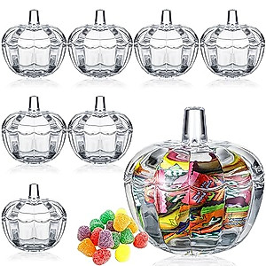Tanlade Glass Pumpkin Candy Jar Halloween Candy Bowl Pumpkin Jars with Lids Pumpkin Jar with Cover Transparent Target Glass Candy Dish with Lid for Halloween Home Party Wedding Decor (8)