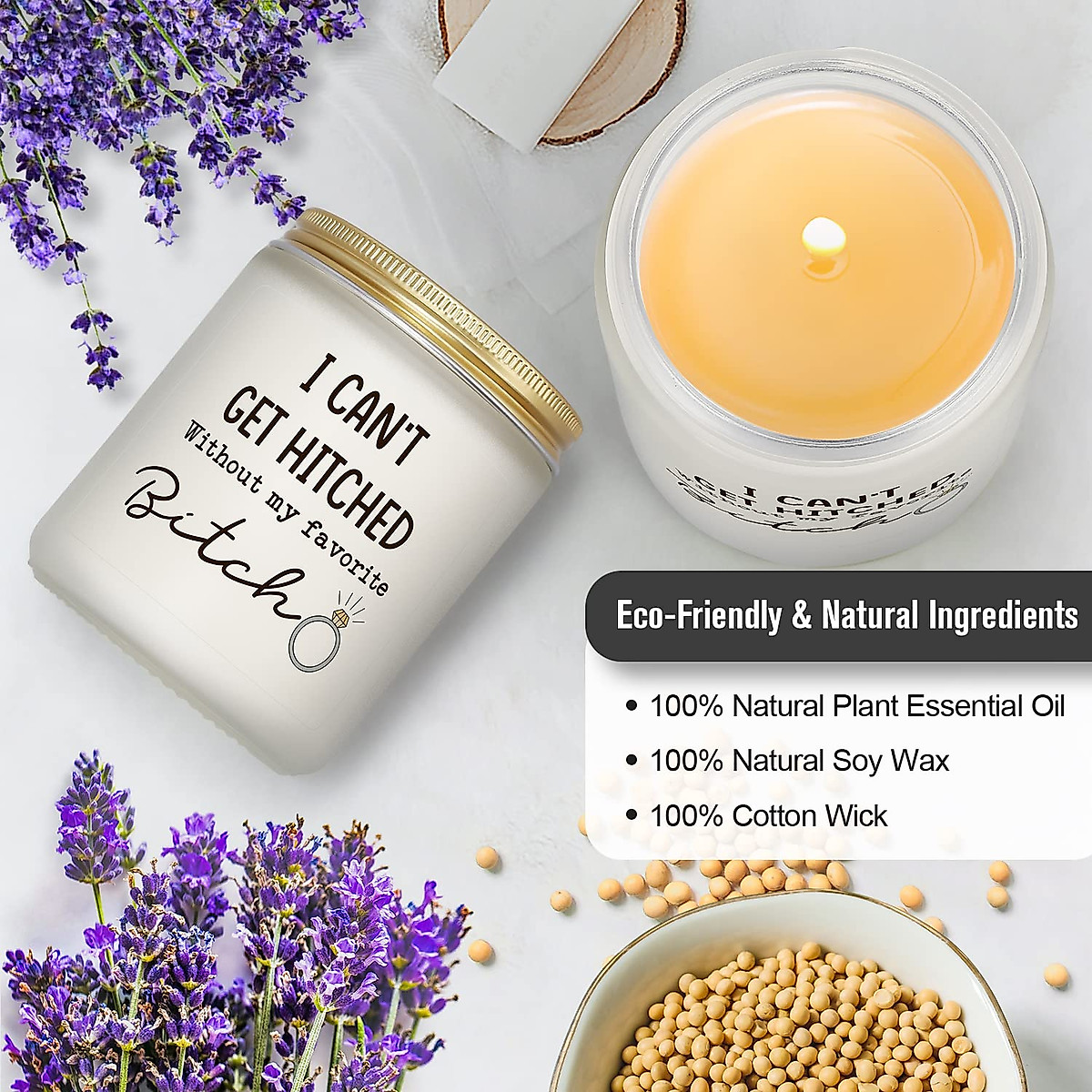 Bridesmaid Proposal Gifts, Maid of Honor Gift from Bride, Wedding Day Bridal Party Bachelorette Gifts for Bridesmaids Matron of Honor - Funny Lavender Scented Candle Gifts for Friend Sister Women