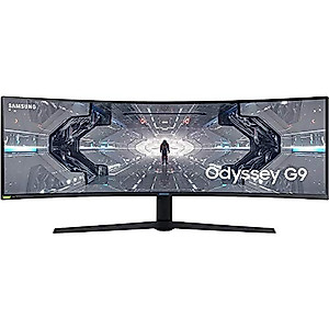 SAMSUNG 49” Odyssey G9 Gaming Monitor, 1000R Curved Screen, QLED, Dual QHD Display, 240Hz, NVIDIA G-SYNC and FreeSync Premium Pro, LC49G95TSSNXZA, Black