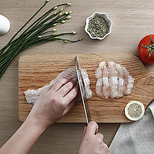 hecef 7 inch Santoku knife High Carbon Stainless Steel Japanese Chef Knife with Hammered Hollow Handle, Ultra Sharp Asian Chopping Kitchen Knife for Meat & Fish & Vegetable & Fruit