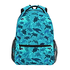 Qilmy Sea Turtle Laptop Backpack Waterproof College Students Bookbags Middle School Bookbag Computer Daypack for Teen Boys Girls