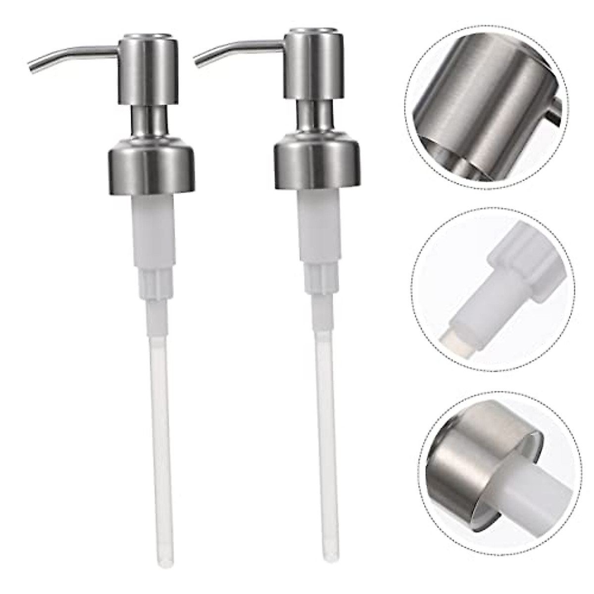Zerodeko 2pcs Sprinkler Pump Dispenser Dish Foam Pump Conditioner soap Pump Replacement soap Dispenser Kitchen Shower Cup jar Liquid soap Pump Head Universal Travel Stainless Steel Metal