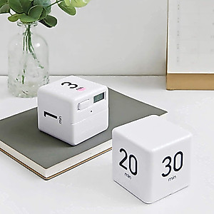 Feilifan Cube Timer, Kitchen Timer Kids Timer for ADHD Productivity Workout Flip Timer Classroom for StudyTime Countdown Management Settings 15 20 30 60 Minutes