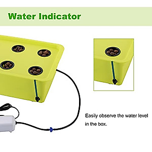 MYFULLY Hydroponic System Growing Kit | Plants Herb Garden Starter Set DIY Self Watering Indoor Hydroponics Tools with Large Bubble Stone Rockwool Bucket Air Pump (6 Sites)