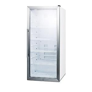 Summit Appliance SCR1006 Commercial Glass Door 22-inch Wide Beverage Merchandiser; Display and Refrigeration; For Beverages/Sealed Food; Digital Controls; LED Lighting; White Cabinet