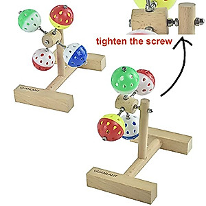 GUANLANT Foraging Bird Toys for Parrots, Budgie Toys, Rotating Bird Feeders Spinner Toys Parakeet Ball Bell Toys Birdcage Accessories Bird Food Treats Interactive Food Toys for Cockatiel Conures