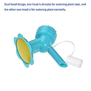 M METERXITY 4 Pack Bottle Watering Sprinkler - Plant Potted Watering Portable Spout Nozzles Heads Converter, Apply to Garden (90x65mm, Blue Yellow Gray Beige)