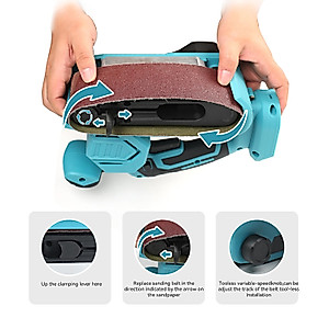 Cordless Belt Sander,18 Inch for Makita Battery 18V, Brushless Electric Power Belt Sander with 6 Variable-speed,Portable Handheld Belt Sander Professional Polishing Tool for Rust Removal,Woodworking