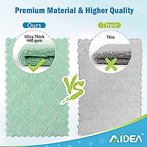 AIDEA Microfiber Cleaning Cloth -12PK, Absorbent Coral Fleece Dusting Cloths, No Odor Reusable Dish Cloth, All Purpose Premium Cleaning Rags, Washable Microfiber Cloth Fast Drying 6.3" x10.4"