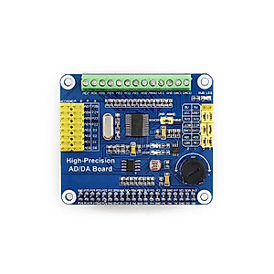 Waveshare AD/DA Expansion Sheild Board for Adding High-Precision AD/DA Functions Compatible with Raspberry Pi Onboard ADS1256 DAC8552 Sensor Interface