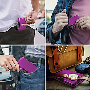 TopMost Aluminum Wallet, Card Case Wallet, Metal RFID Credit Card Holder for Men & Women, 6 Cotton Slots for 12 Cards And Bills, Rfd Protective (Purple)