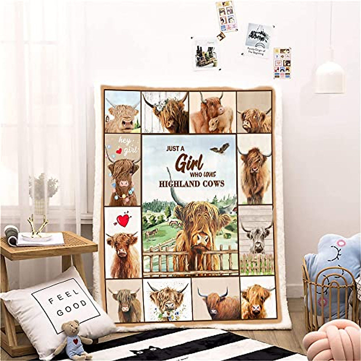 CYREKUD Highland Cow Blanket,Highland Cow Gifts for Women Throw Blanket,Cow Gifts for Cow Lovers,Cow Gifts for Girls Throw Blanket,Sofa Couch Beds Sea Highland Cow Decor Christmas 50" x 60"