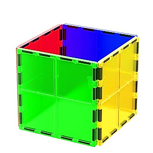 PicassoTiles Magnetic Building Block Large Square Shape Magnet Tiles Construction Toy STEM Learning Kit Educational Playset Playboard Pretend Play Stacking Blocks Child Brain Development PTE09