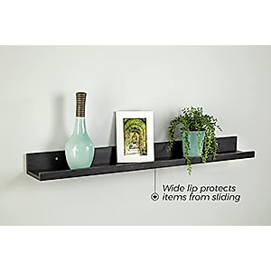 ClosetMaid Floating Shelf with Ledge, Wall Mount, 36 in. for Living Room, Bedroom, Office, Hallway, Storage & Decoration, Black Walnut Finish, Inch