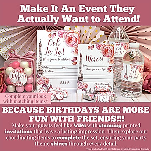 Ooh La La Watercolor Floral Paris Party Invitations for Birthdays, Baby Showers, Bridal Showers, Engagement Parties and more. 20 5x7 Fill In Cards with Twenty White Envelopes by AmandaCreation