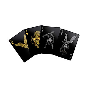Gent Supply Plastic Waterproof Mythical Creatures II (All New Creatures) - Black Silver & Gold Edition Playing Cards