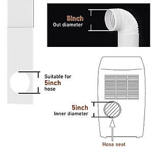 BJADE'S Window Seal Kit for Portable Air Conditioner of Exhaust Hose 5.1 Inch Diameter with Insulating Sealing Tape,Adjustable Portable AC Window Vent Kit for Sliding Glass Windows.
