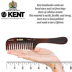 Kent 21T 8 Inch Large Hair Detangling Comb, Wide Teeth for Thick Curly Wavy Hair. Long Hair Detangler Comb For Wet and Dry. Handmade of Quality Cellulose, Saw-Cut Hand Polished, Made in England