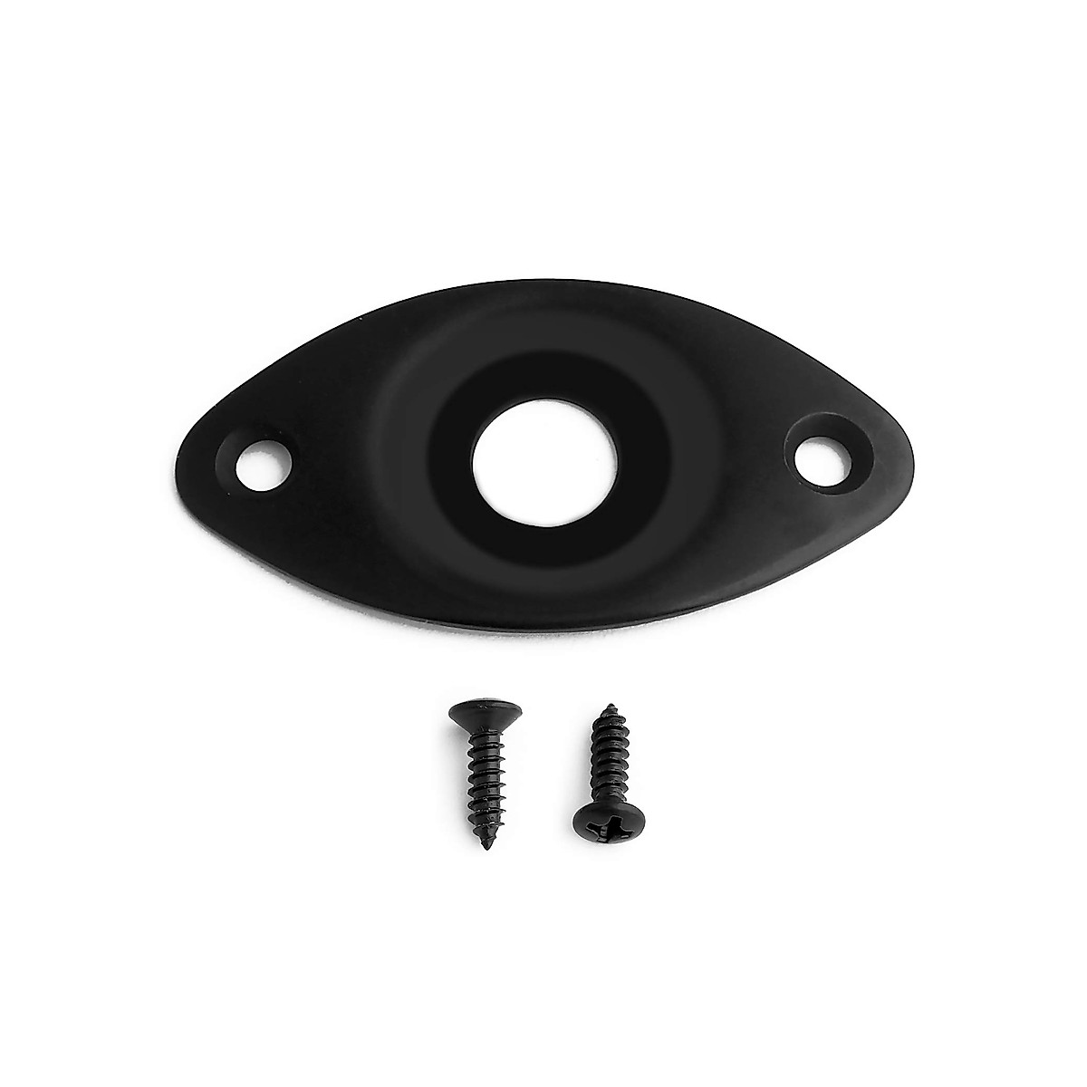 Holmer Guitar Jack Socket Plate Curved Recessed Oval Football Style Output Jack Plate Compatible with Les Paul Ibanez Jackson Guitar or Bass Parts with Screws Black.